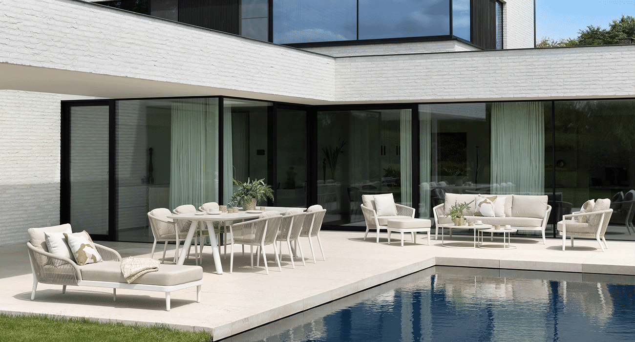 Table de jardin Orso rectangulaire arrondi en aluminium blanc et ...