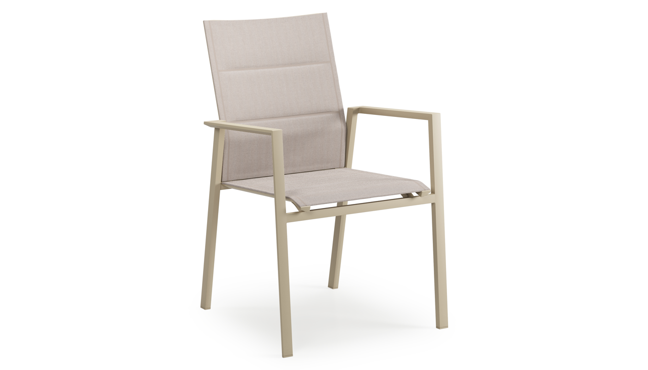 Cirello stapelbare tuinstoel in beige aluminium en beige dubbele ...