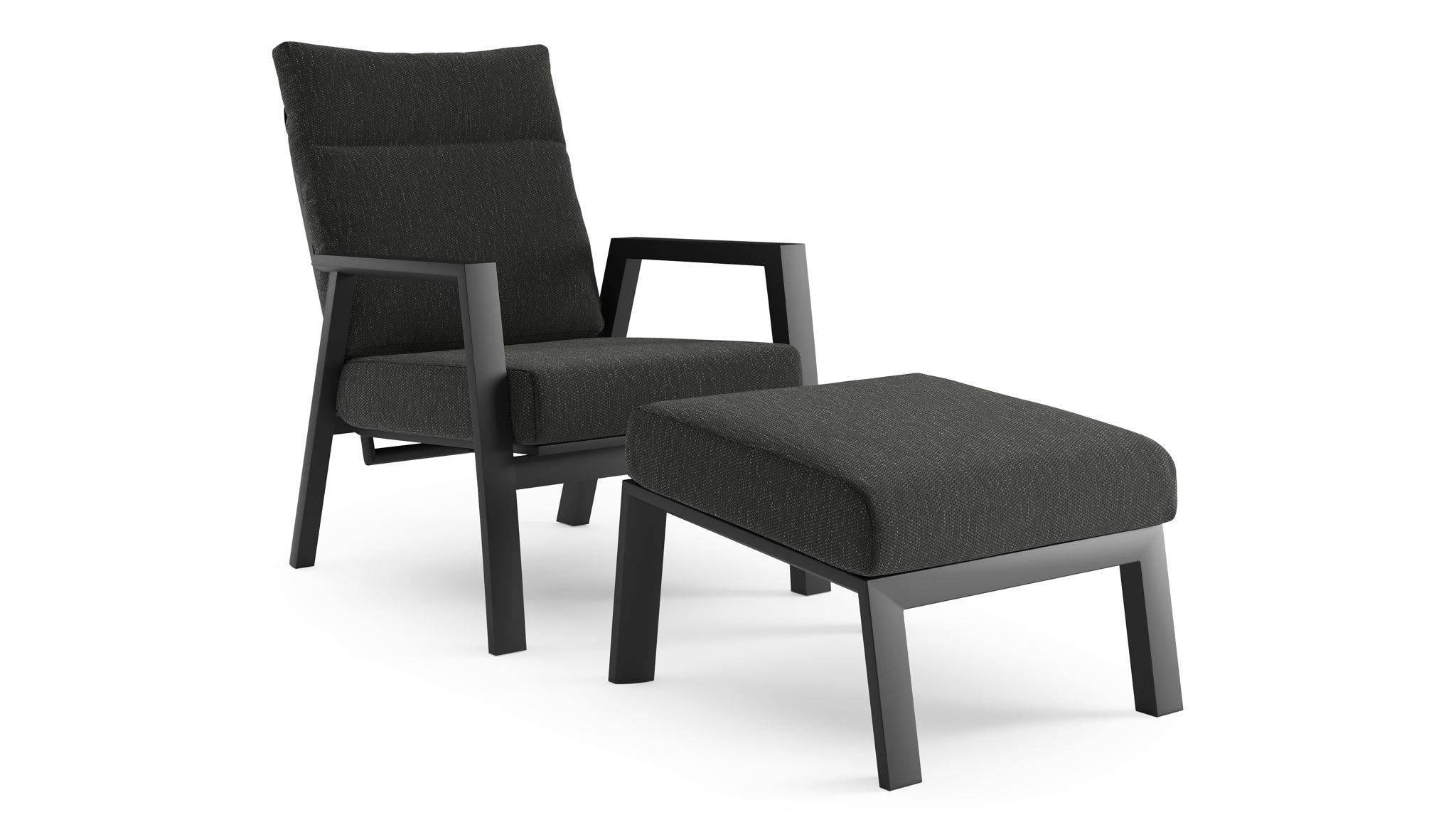 Avila loungestoel in zwart aluminium met sky black weather+ softtouch ...