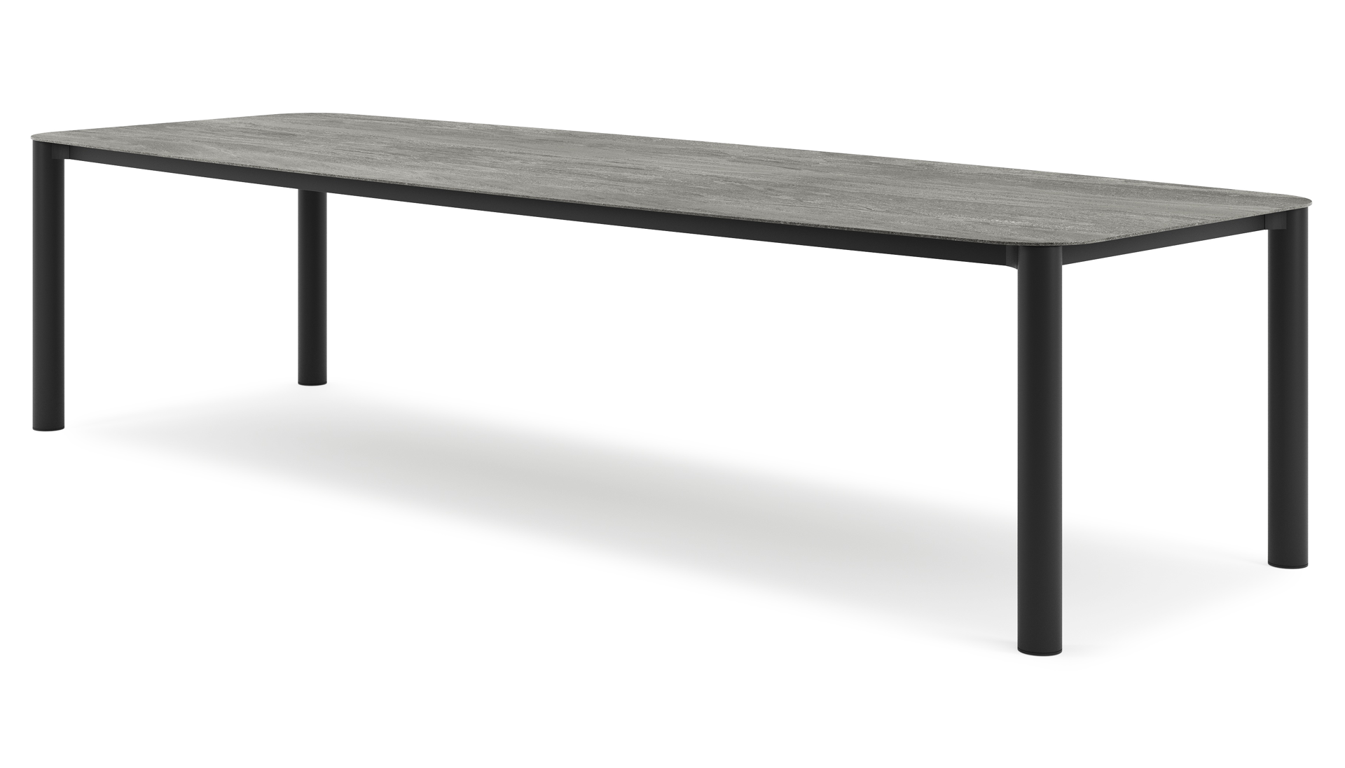 Orso tuintafel bootvorm in zwart aluminium en volkeramiek aspen grey ...
