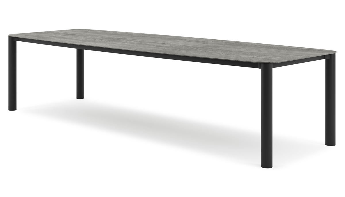 Orso tuintafel bootvorm in zwart aluminium en volkeramiek aspen grey ...