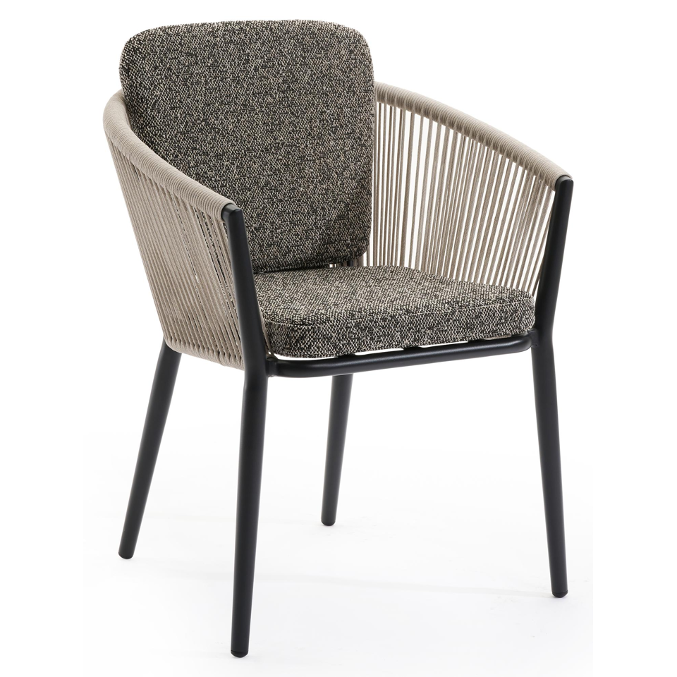 Orso tuinstoel in zwart aluminium en beige verticaal geweven vlakke ...