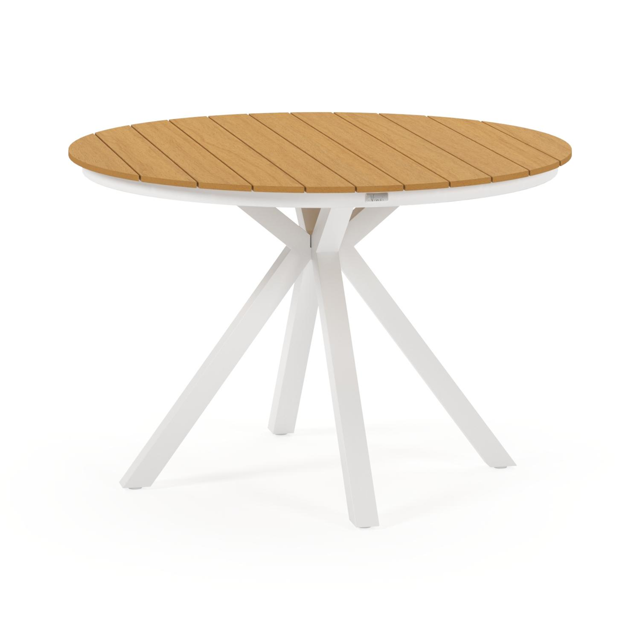 Tora tuintafel in wit aluminium en polywood - Dia. 110 x H 74.5 cm