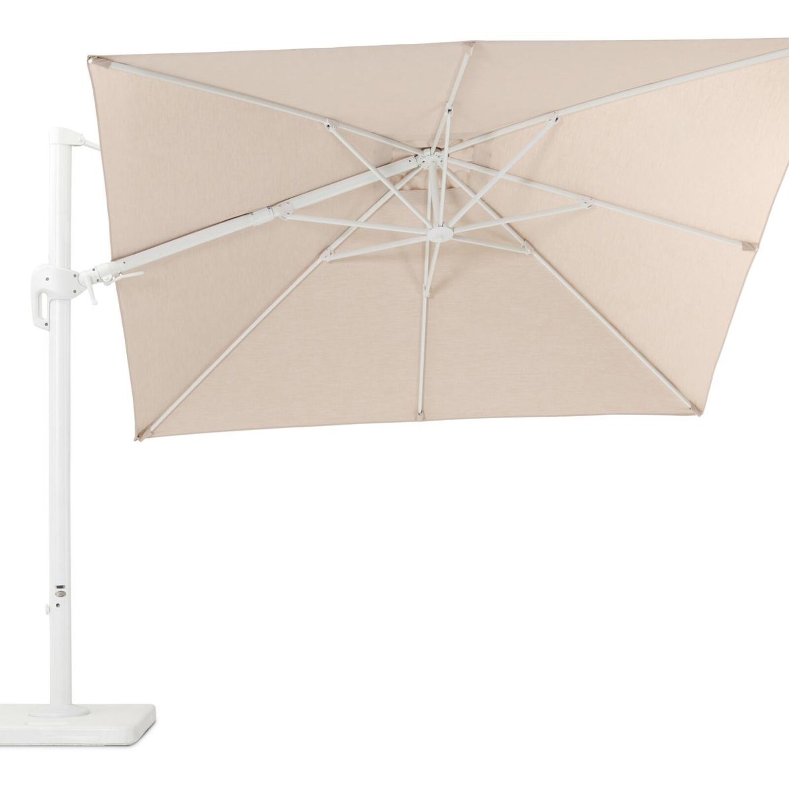 Rufina zweefparasol met tiltfunctie in wit aluminium met beige all ...