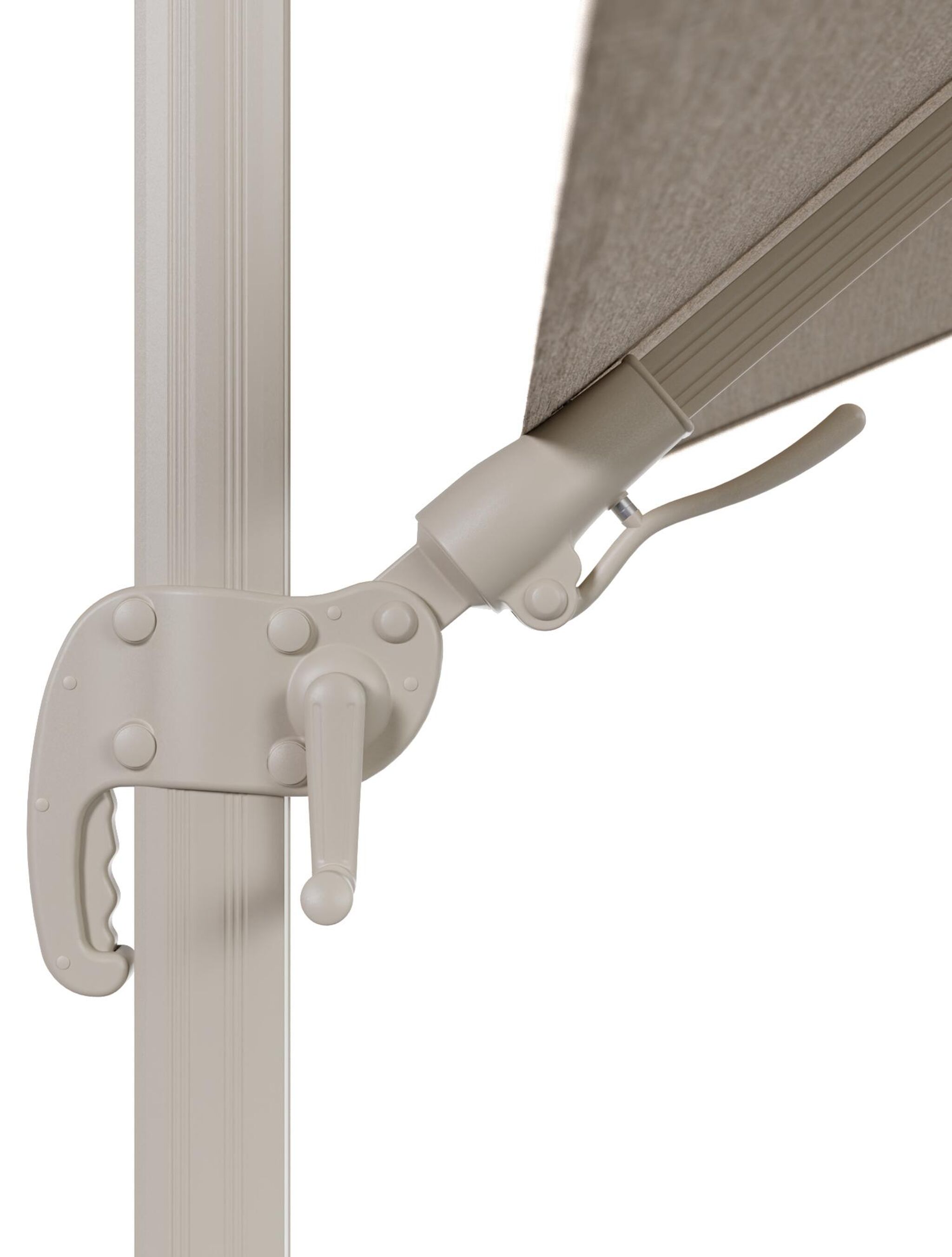 Avola zweefparasol met tiltfunctie in beige aluminium met rustic ...