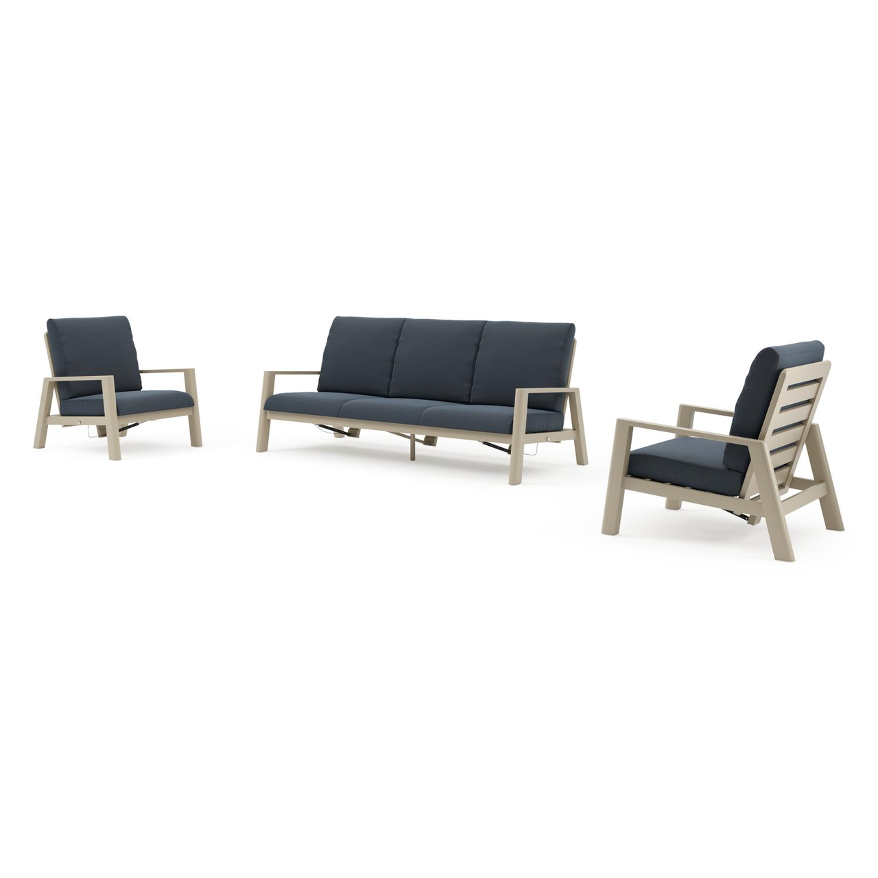 Salon de jardin Cirello en aluminium beige et coussins en all weather ...