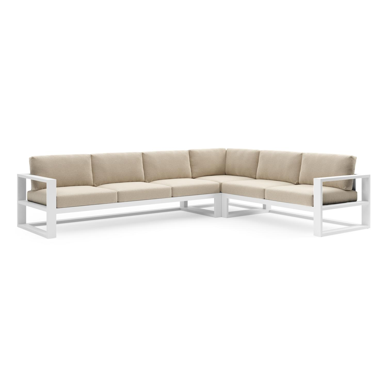 Verato Loungehoek In Wit Aluminium Met Althea Chalk All Weather Cosytica Kussen