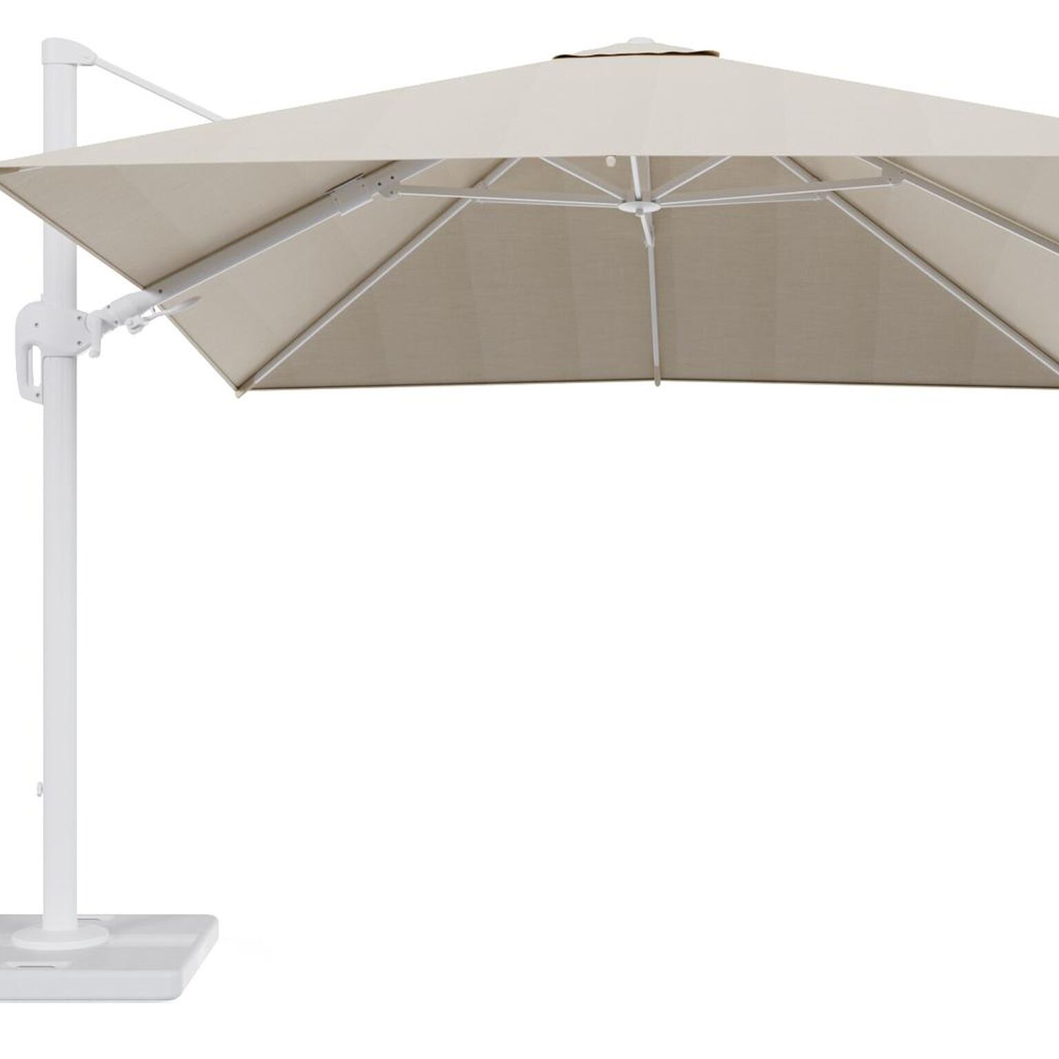 Rufina zweefparasol met tiltfunctie in wit aluminium met beige all ...