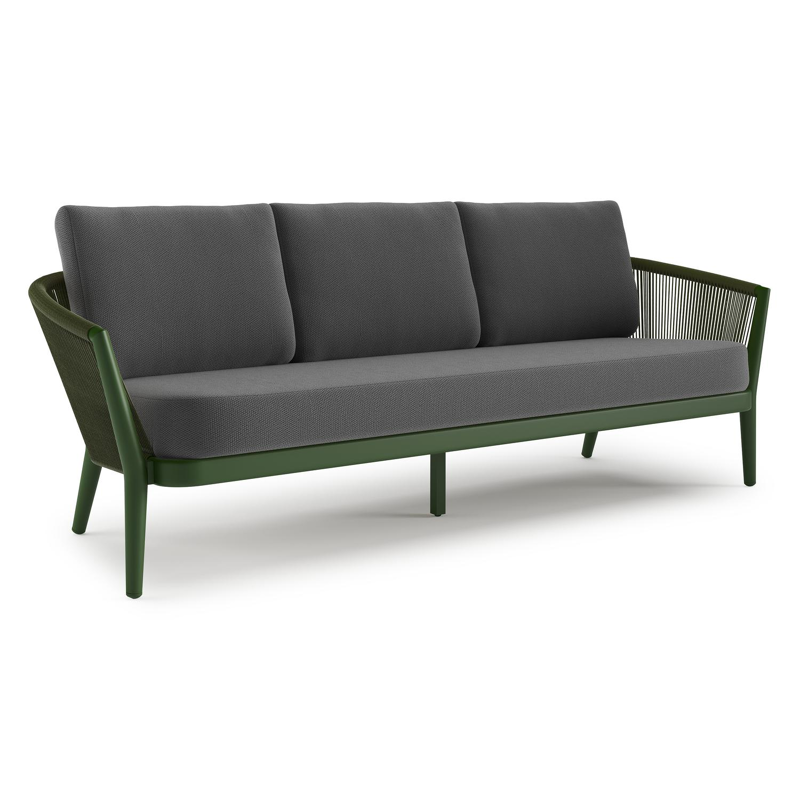 Orso loungebank in groen aluminium en groen verticaal geweven ronde ...