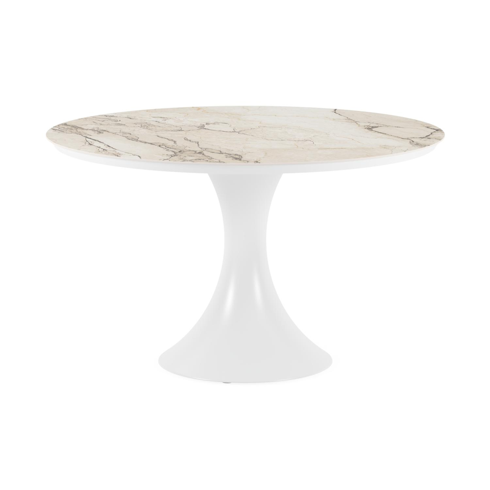 Fano tuintafel rond in wit aluminium en volkeramiek colorado dunes ...