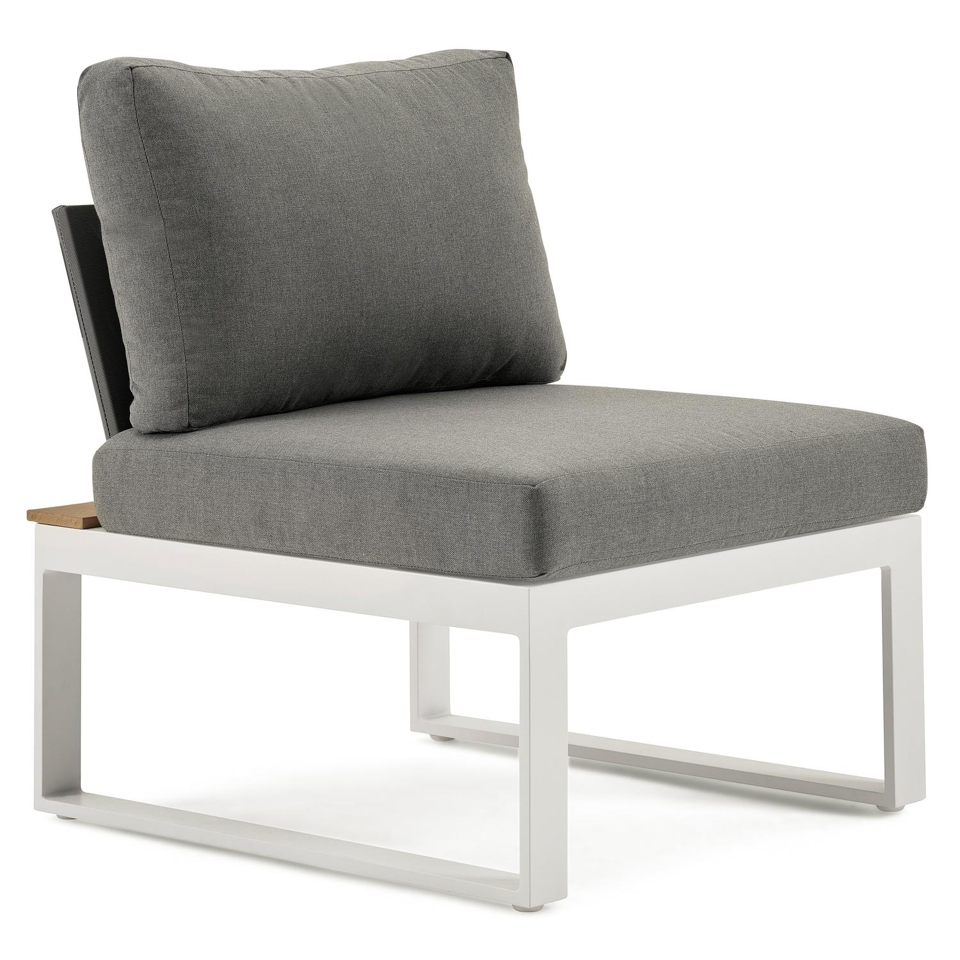 Merida loungezetel 1-zit in wit aluminium en wit aluminium met grijs ...