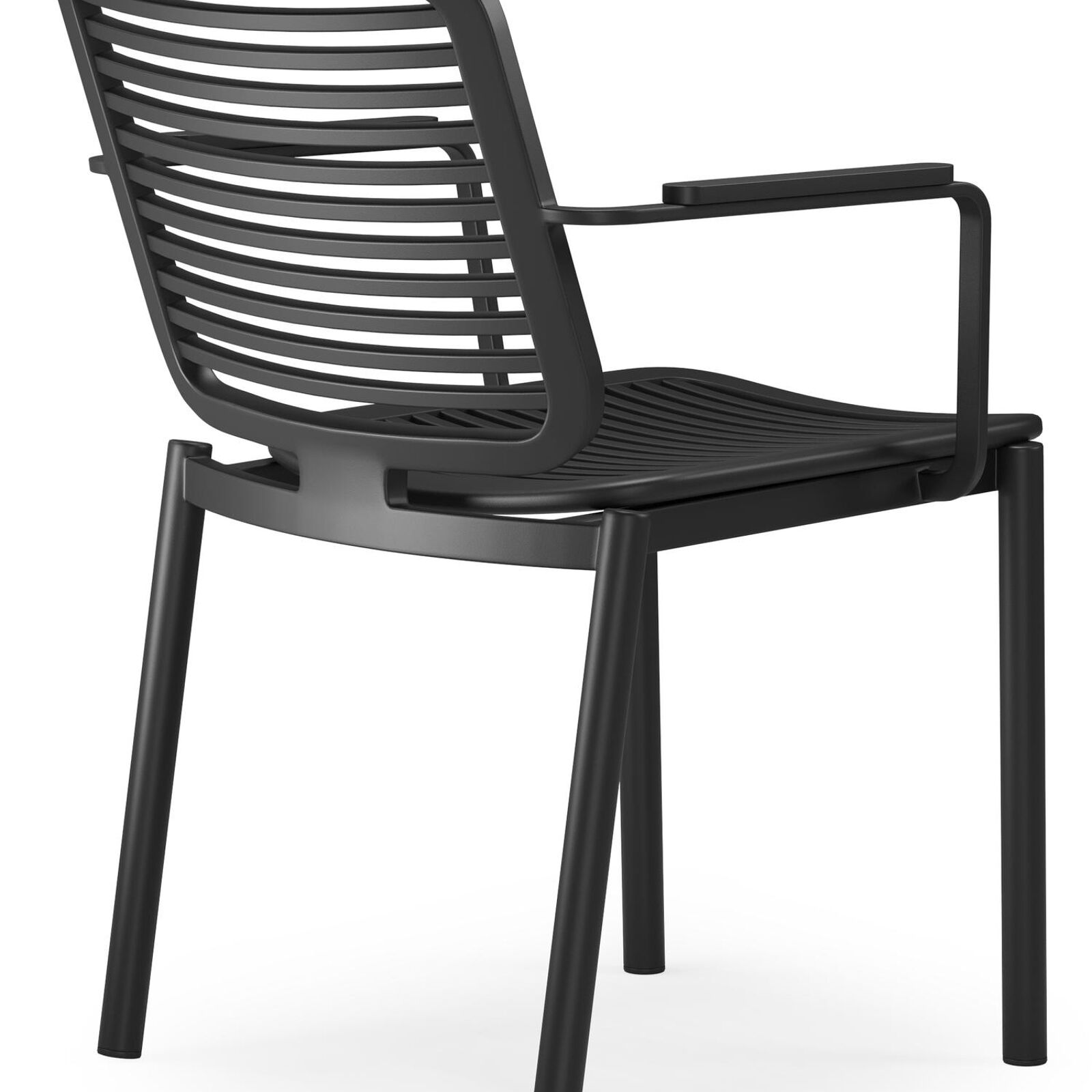 Fano stapelbare tuinstoel in zwart aluminium | Exterioo tuinmeubelen