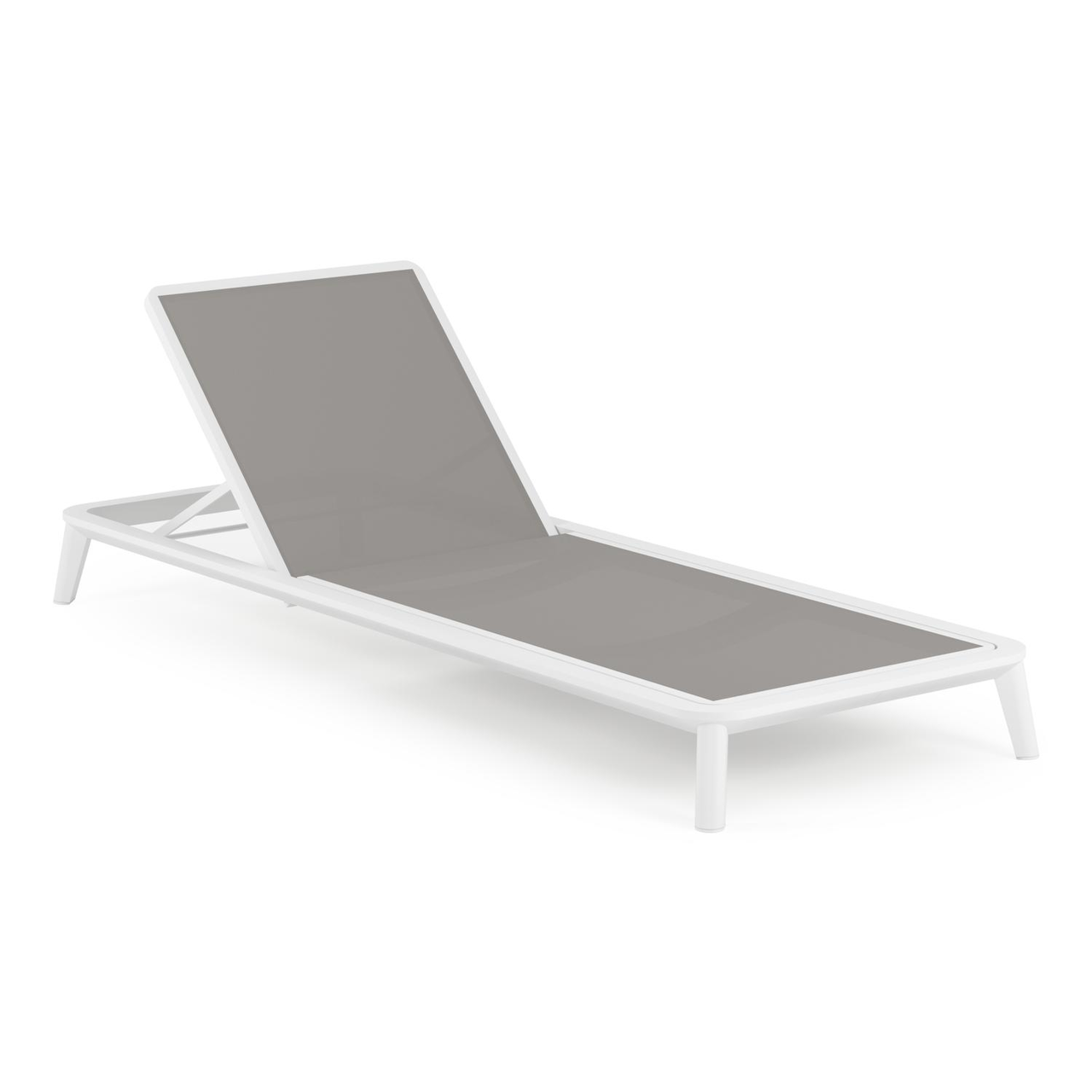 Mosa verstelbaar ligbed in wit aluminium en grijs textilene