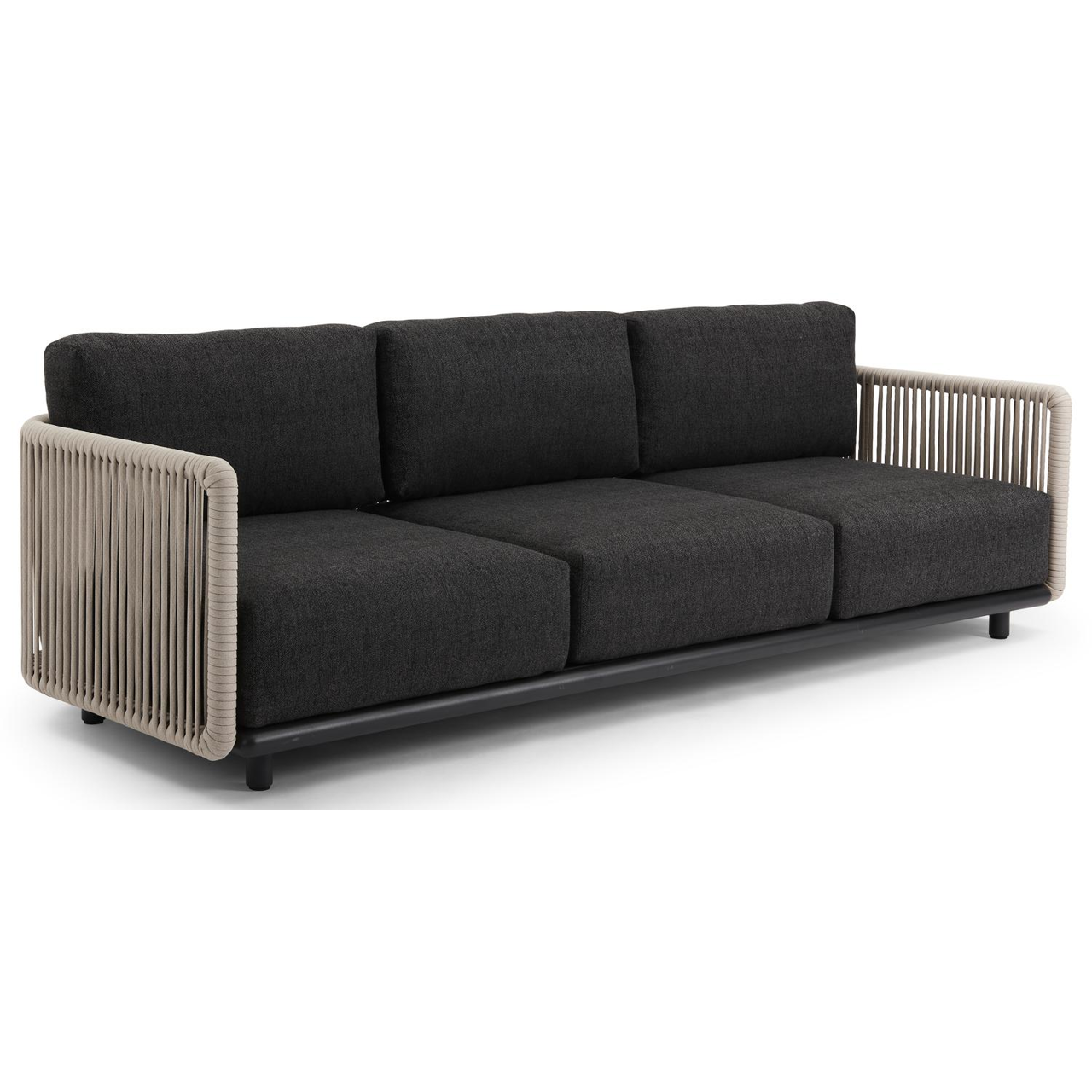 Organo loungebank 3-zit in zwart aluminium en beige verticaal geweven ...