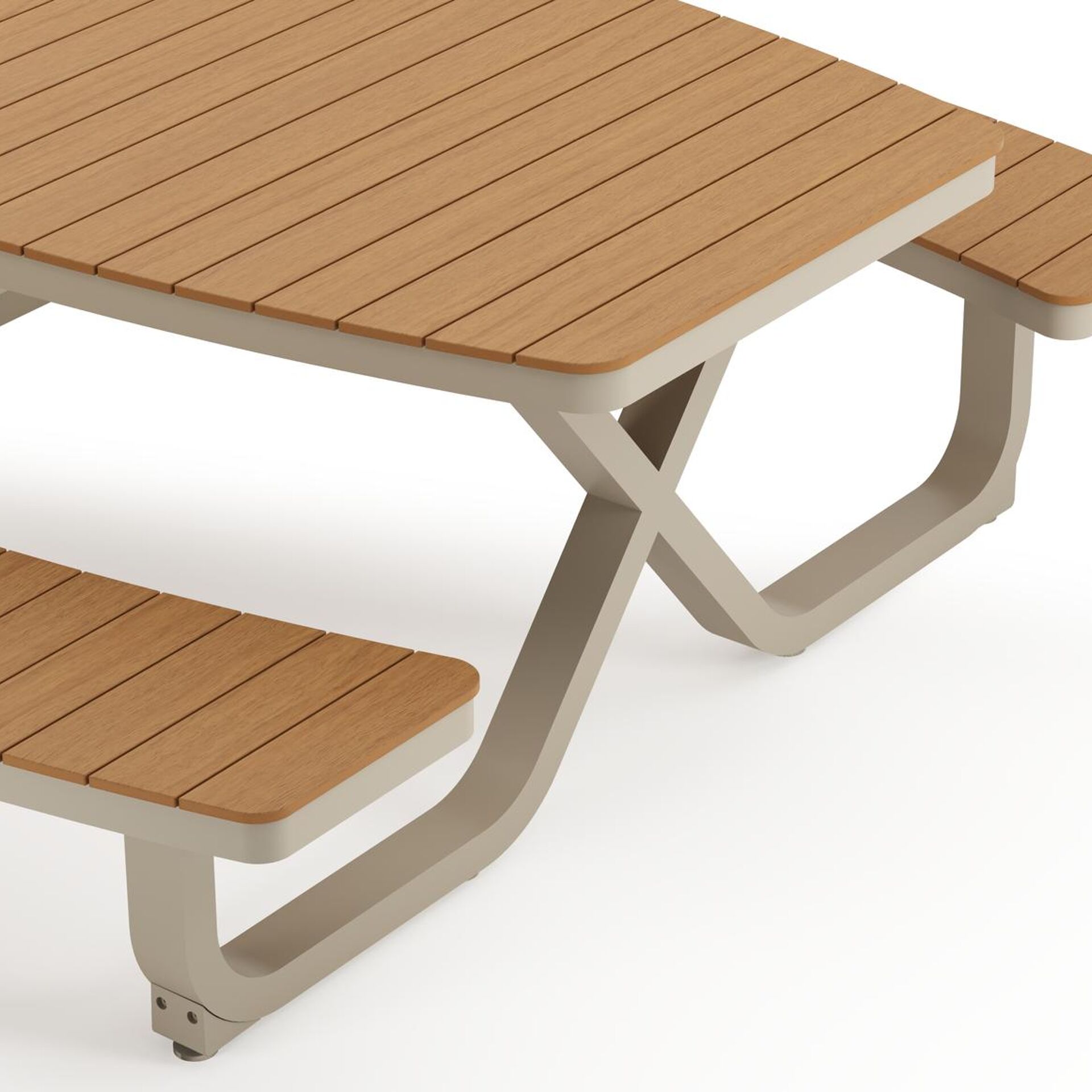 Alora picknicktafel in beige aluminium en polywood - L 200 x B 216 x H ...