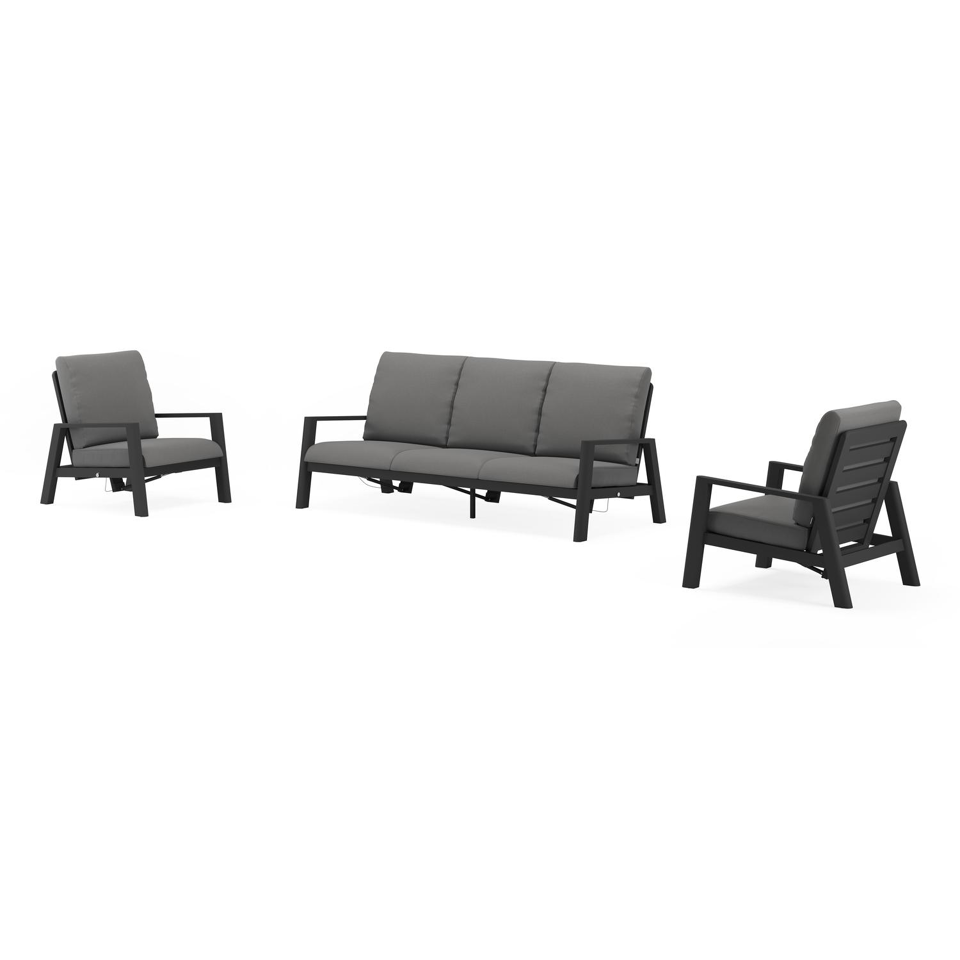 Cirello loungeset in zwart aluminium met natte charcoal chine all ...
