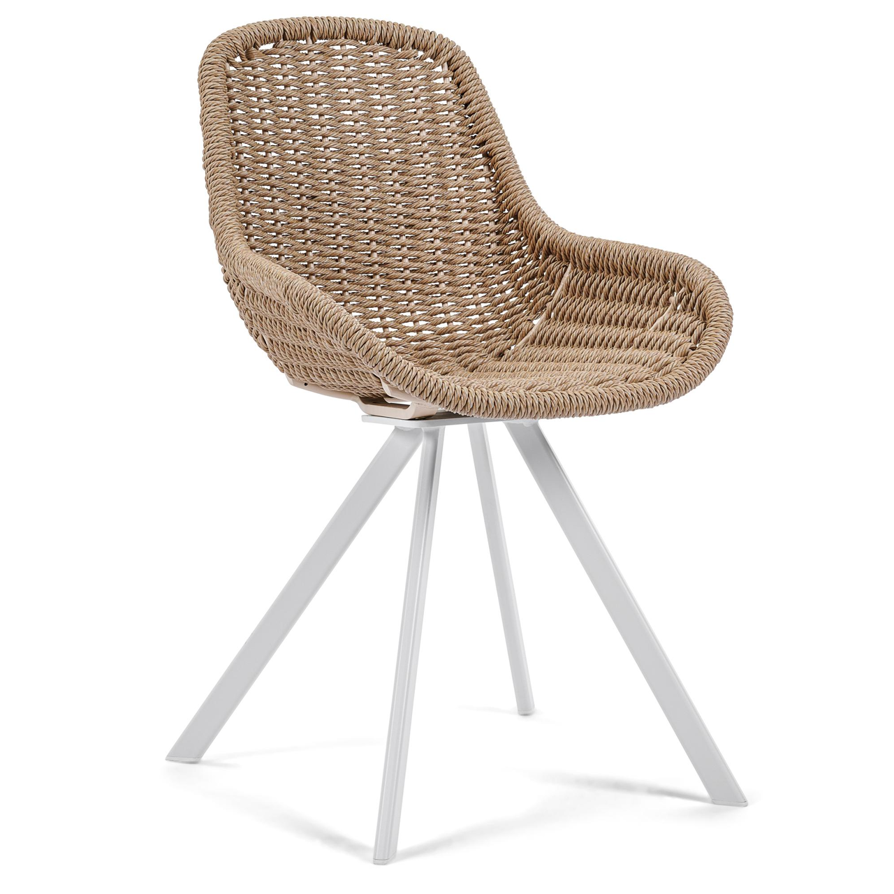 Cesano tuinstoel in wit aluminium en naturel wicker