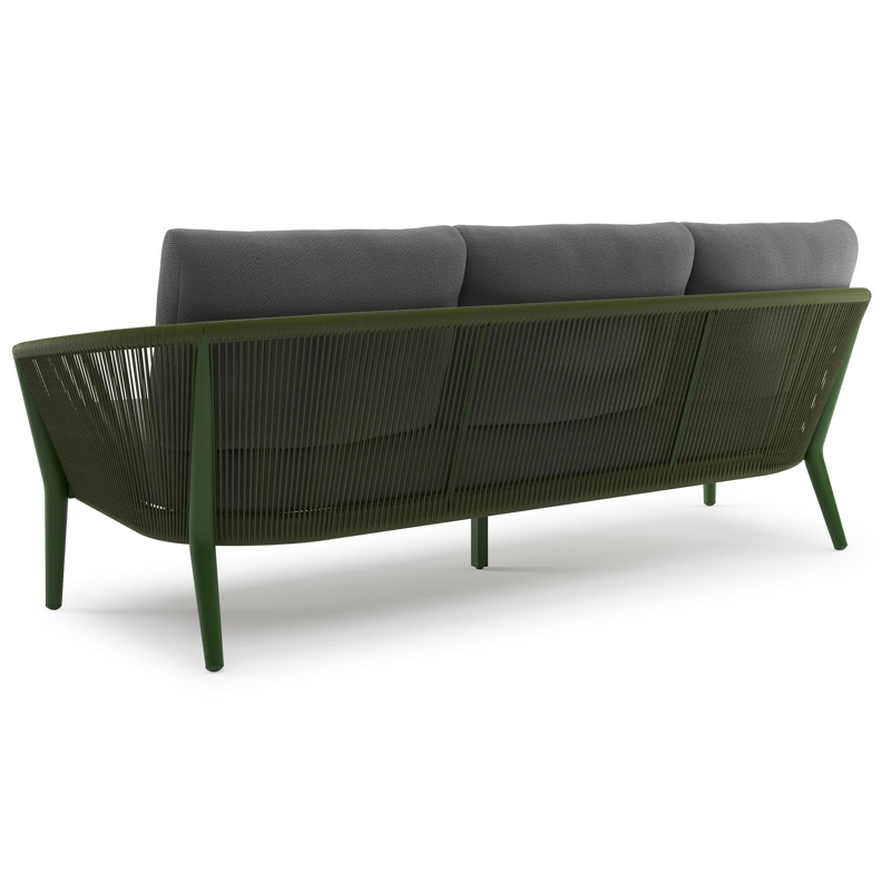 Orso loungebank in groen aluminium en groen verticaal geweven ronde ...