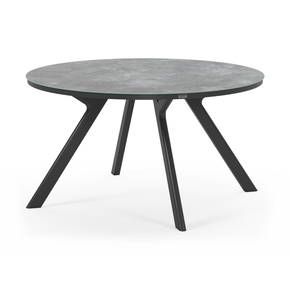 Viaro tuintafel rond in zwart aluminium en keramisch glas grijs - Dia ...
