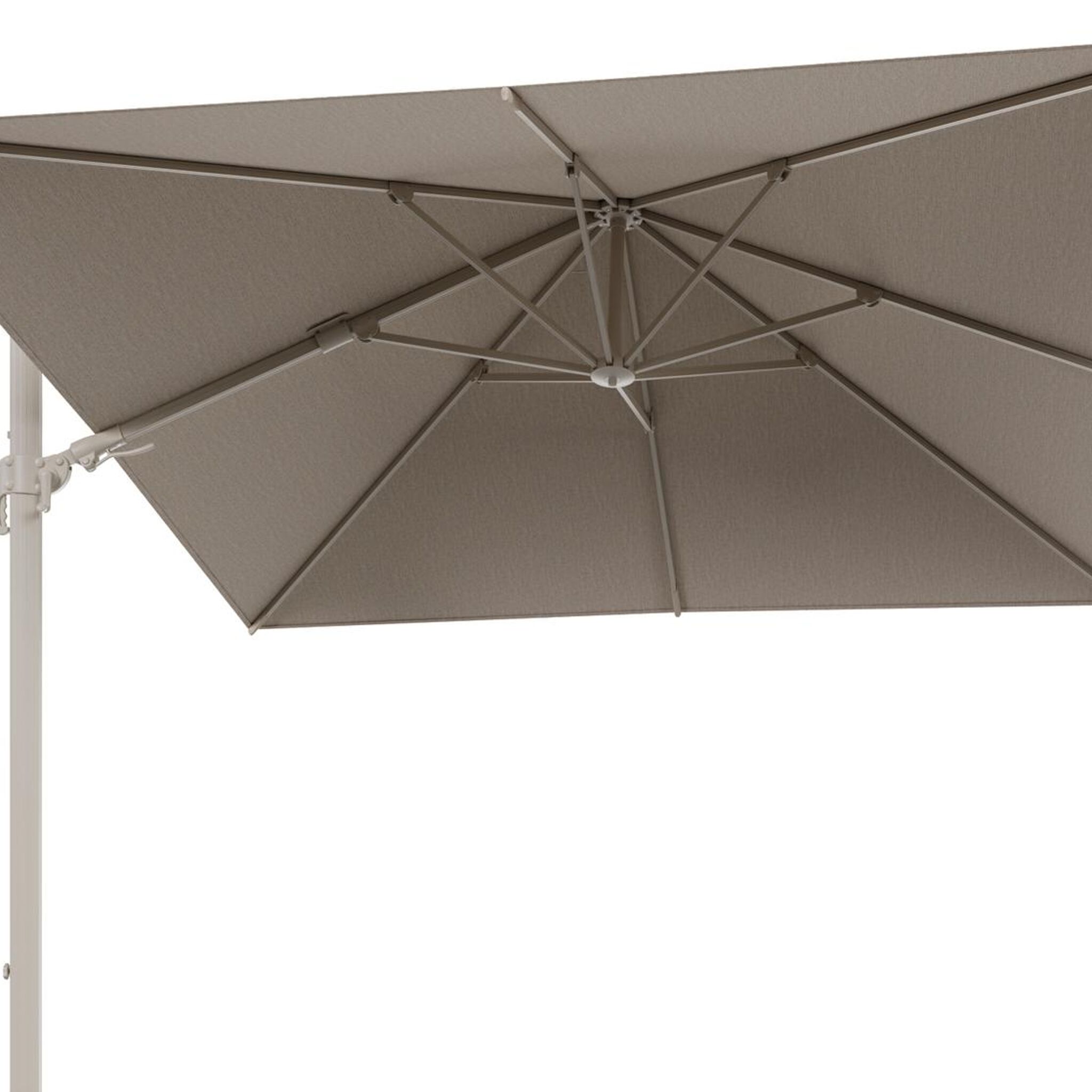 Avola zweefparasol met tiltfunctie in beige aluminium met rustic ...