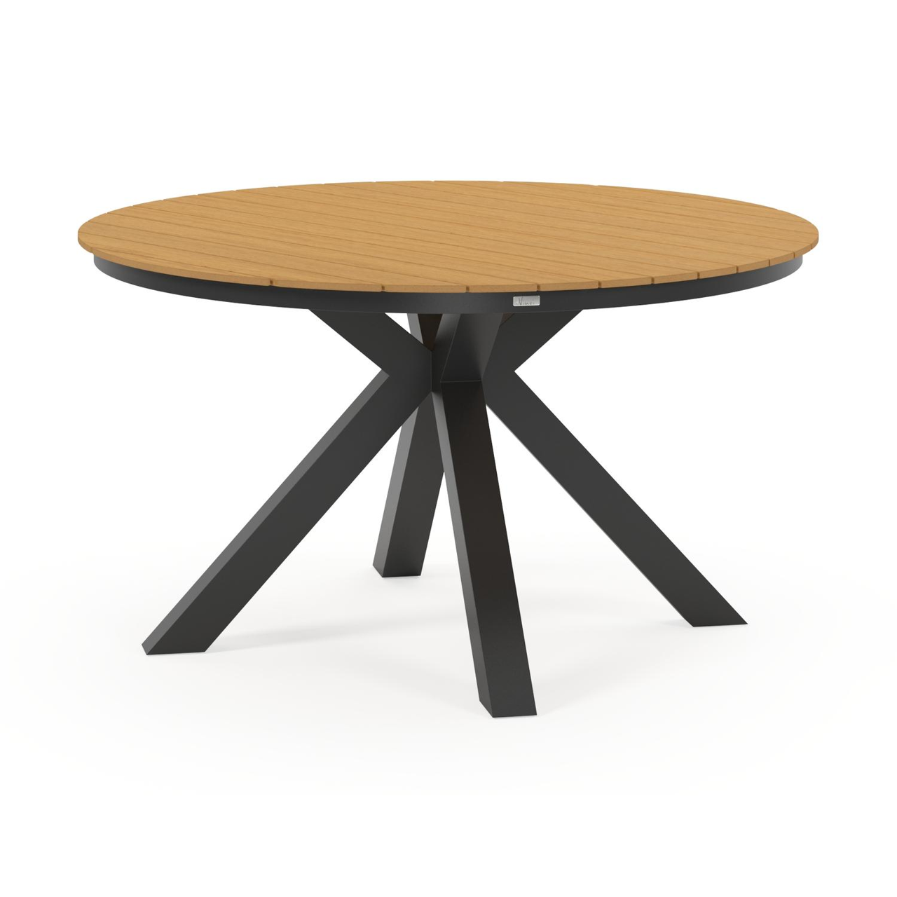 Tora tuintafel in zwart aluminium en polywood - Dia. 140 x H 69 cm