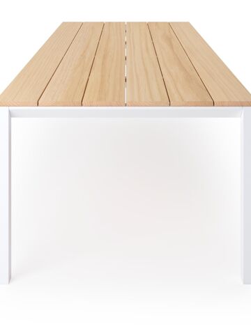 Malito tuintafel in wit aluminium en teak - L 280 x B 110 x H 76,7 cm ...