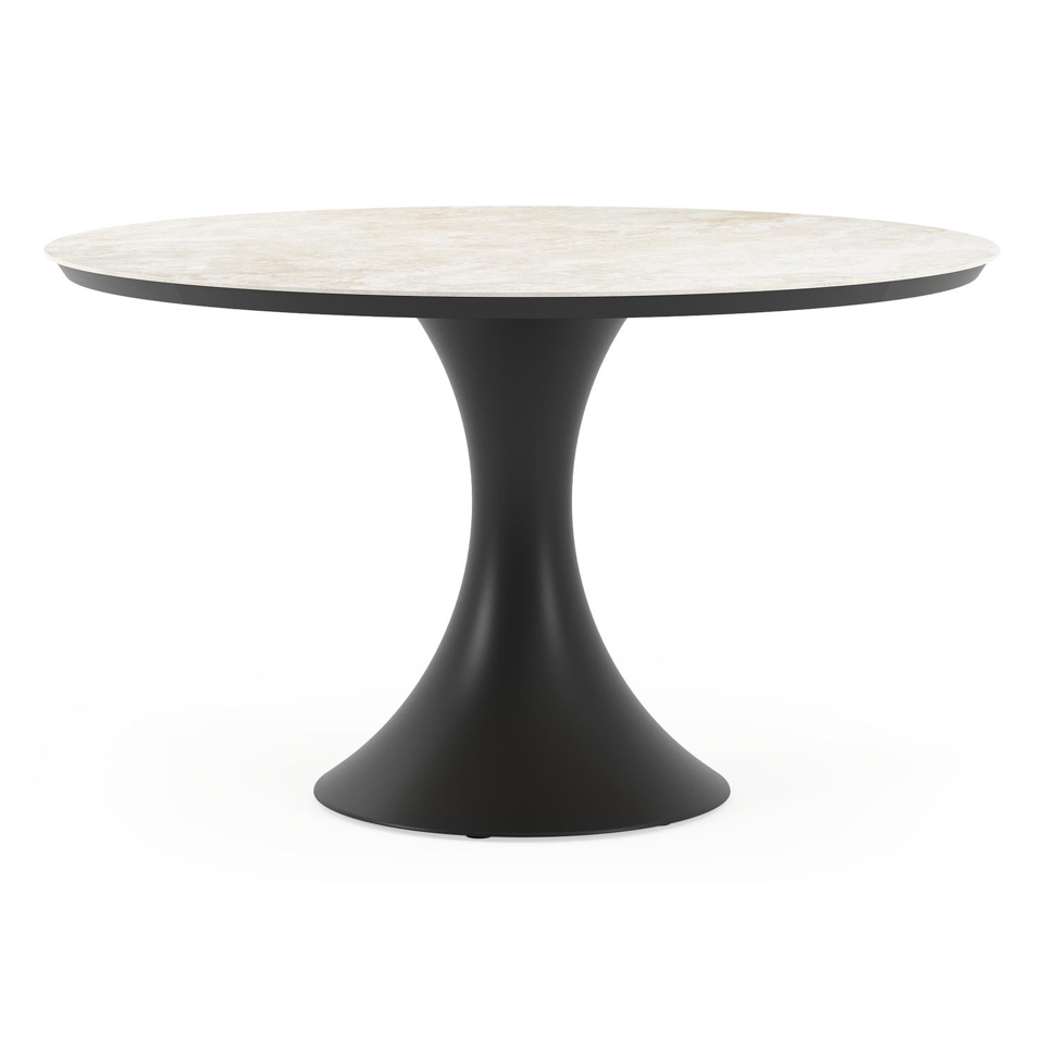 Fano tuintafel rond in zwart aluminium en volkeramiek Rapolano dia. 130 cm