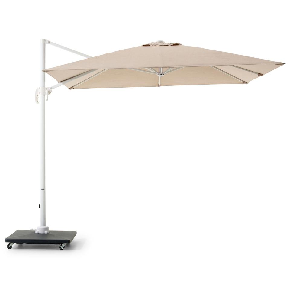 Calpe zweefparasol in wit aluminium en beige Weather+ Softtouch ...