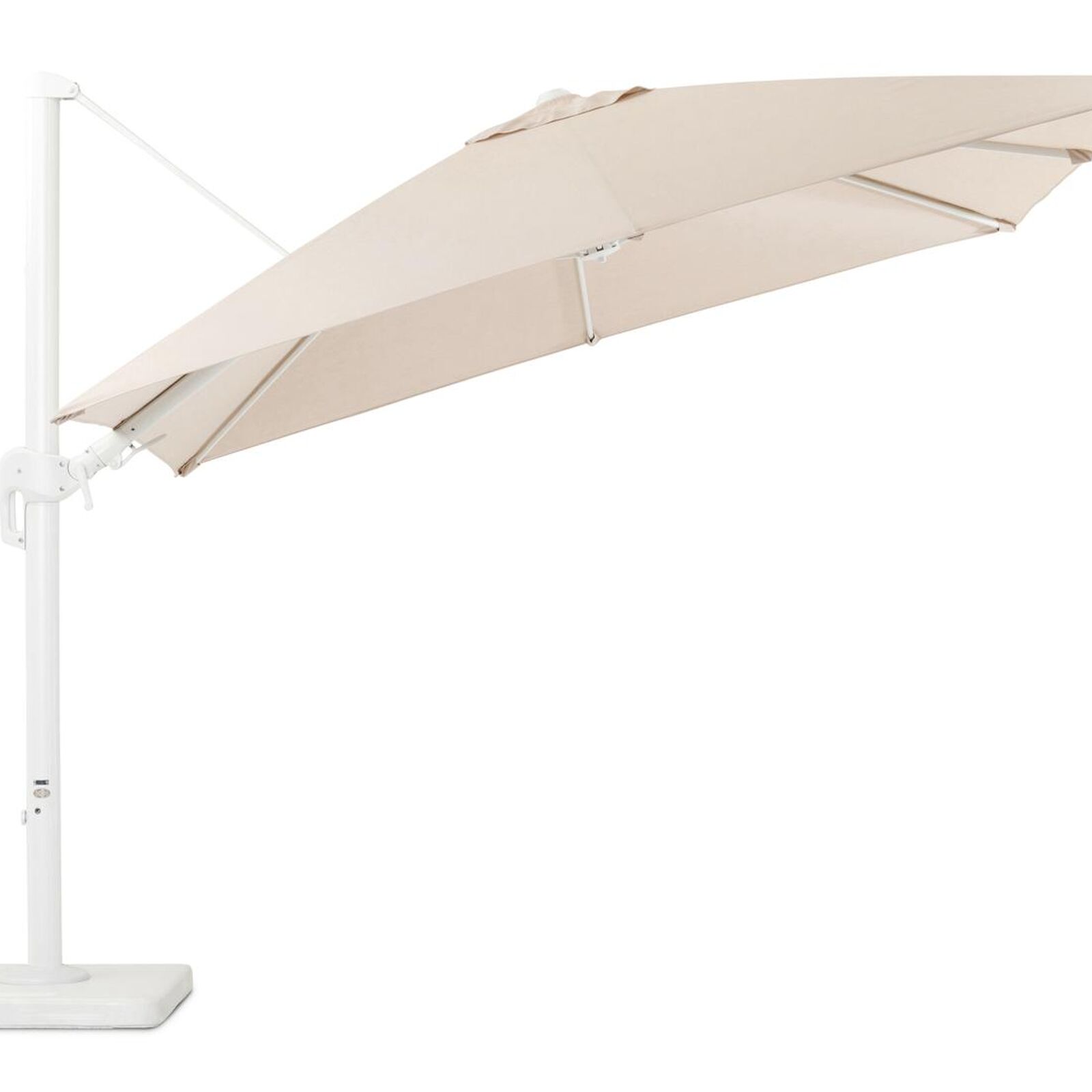 Rufina zweefparasol met tiltfunctie in wit aluminium met beige all ...
