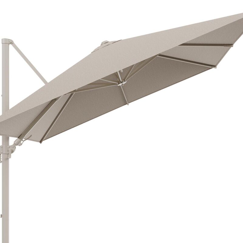 Avola zweefparasol met tiltfunctie in beige aluminium met rustic ...