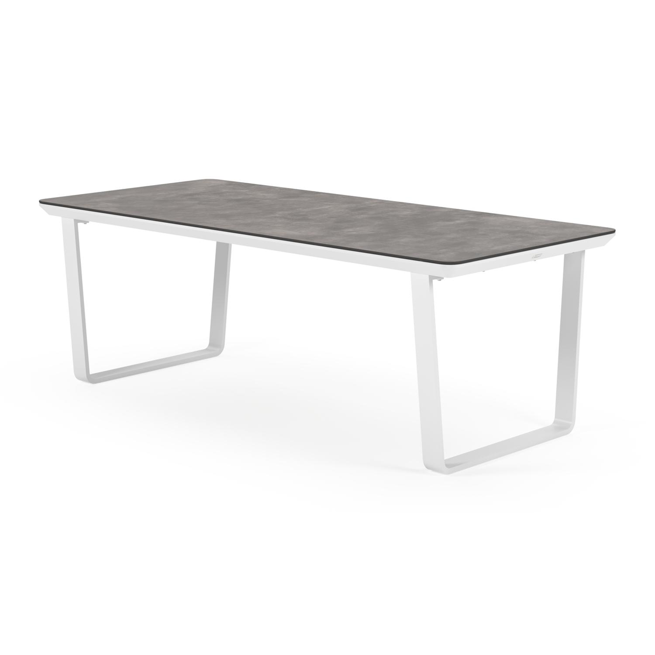 Alora tuintafel in wit aluminium en keramische print grijs - L 220 x B ...