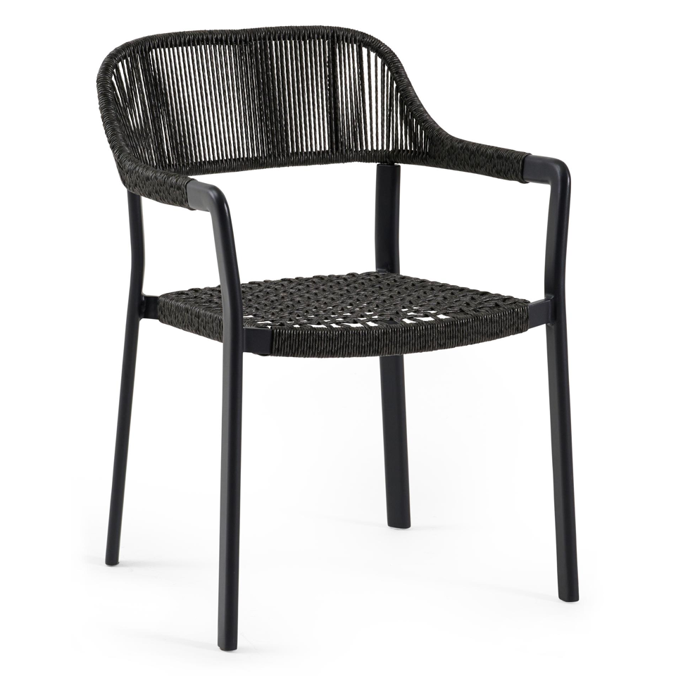 Cesano stapelbare tuinstoel in zwart aluminium en zwart wicker