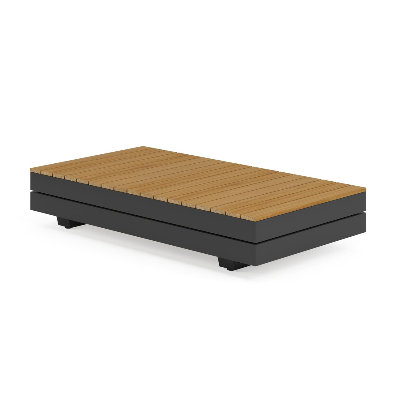 Bodino loungetafel in zwart aluminium en naturel teak - L 130 x B 70 x ...