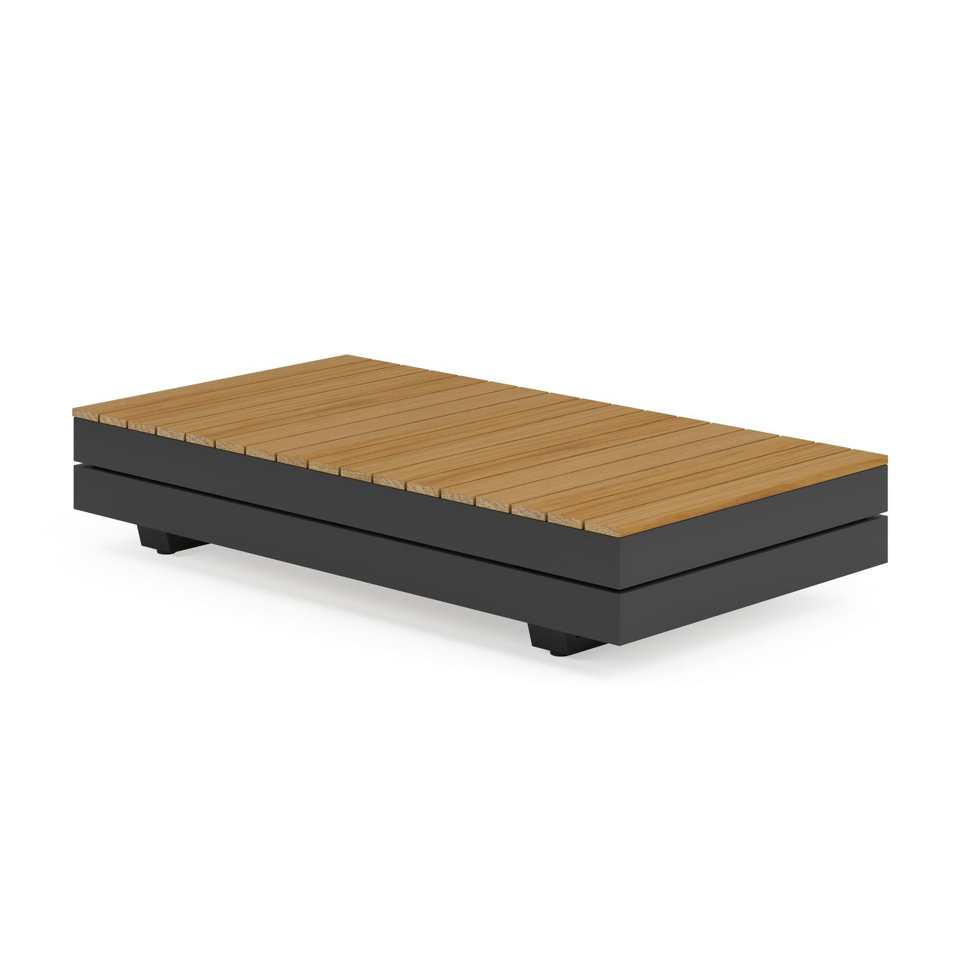 Bodino loungetafel in zwart aluminium en naturel teak - L 130 x B 70 x ...