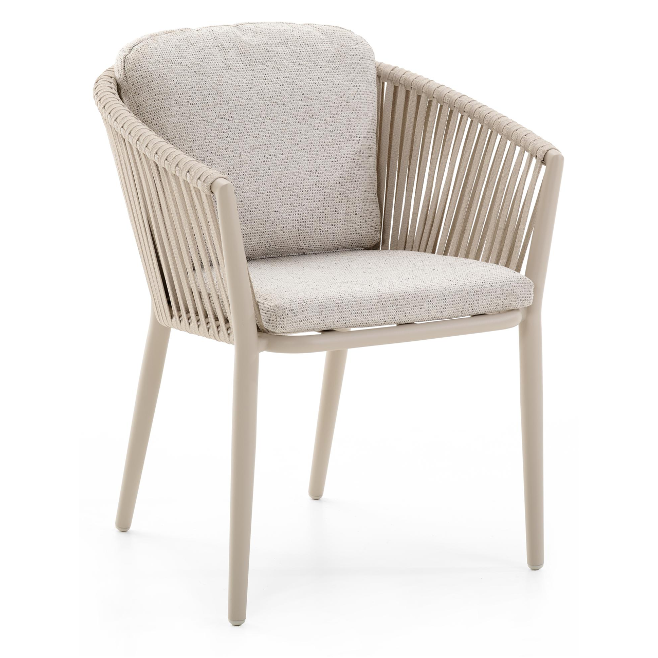 Orso tuinstoel in beige aluminium en verticaal geweven vlakke rope ...