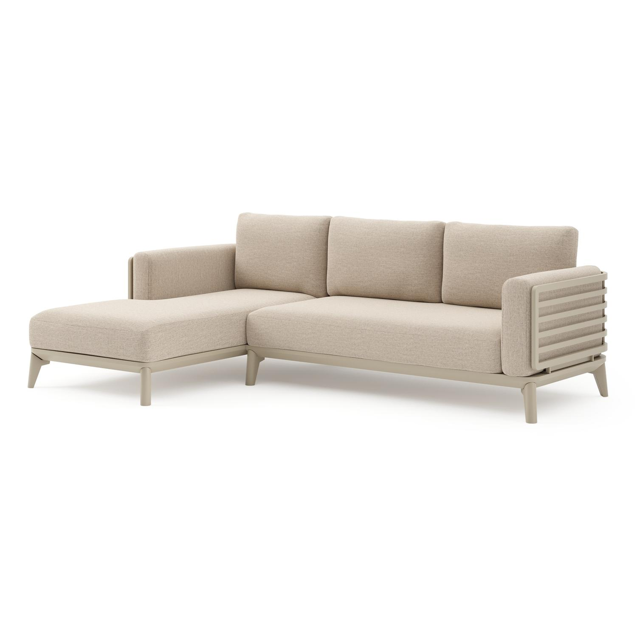 Mosa loungehoek in beige aluminium met rustic weather+ softtouch kussen
