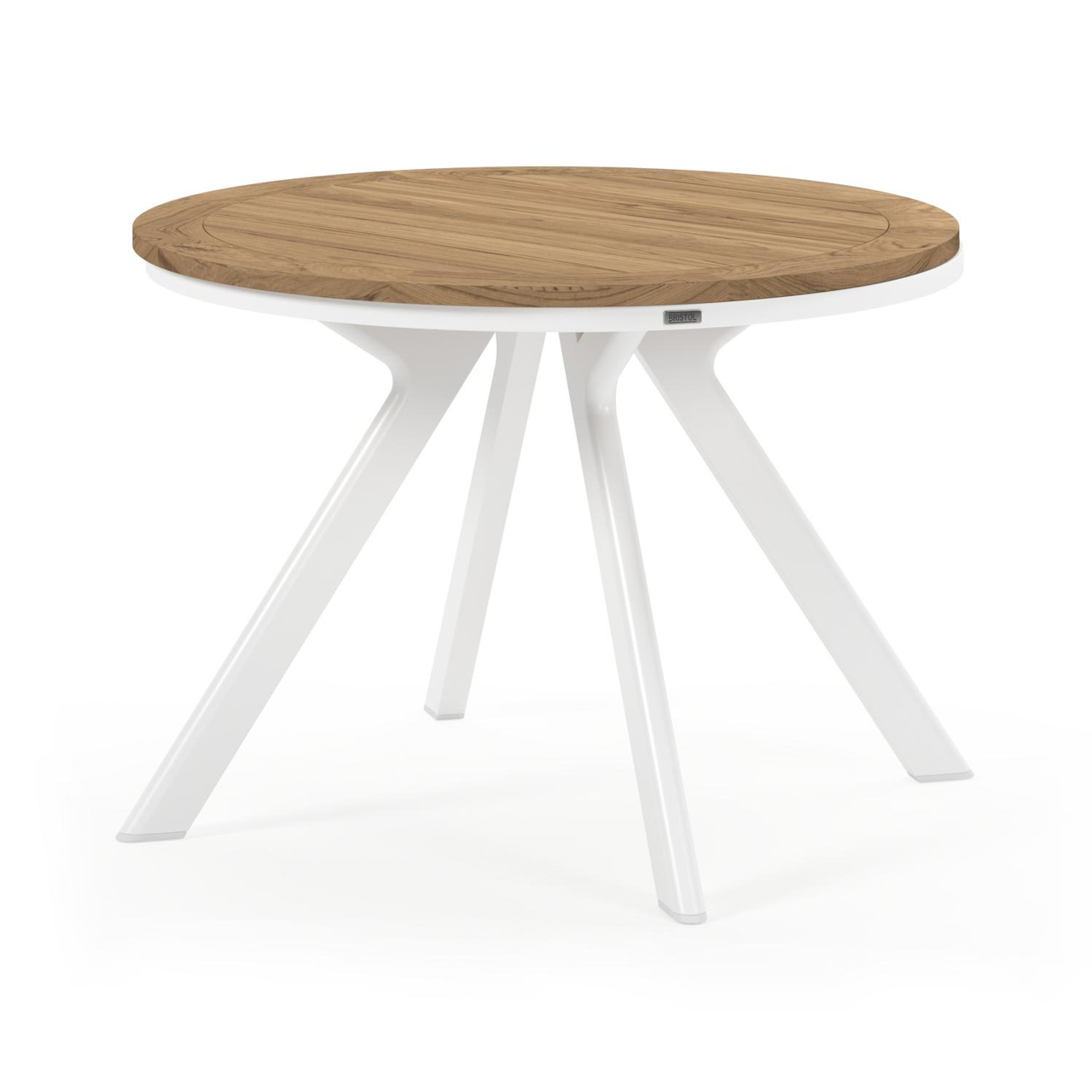 Viaro tuintafel rond in wit aluminium en teak colour finish - Dia. 105 ...